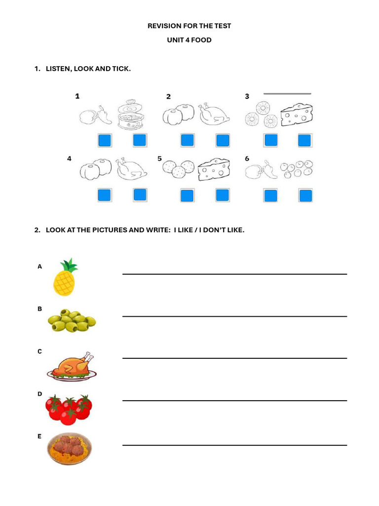 Revision For The Test Unit 4 Food | PDF | Lifestyle