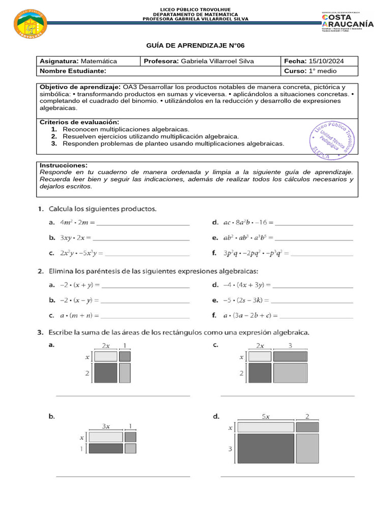2024-10-15 Guía Multiplicación Algebraica - 1EM | PDF