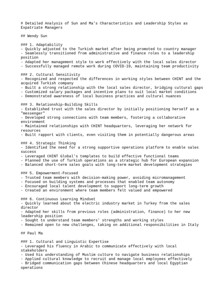 Detailed Expatriate Manager Analysis | PDF | Leadership | Marketing ...