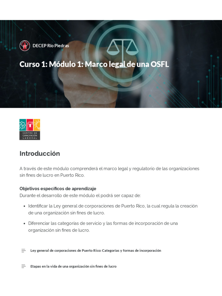Curso 1 Modulo 1 Marco Legal de Una Osfl | PDF | Corporaciones ...