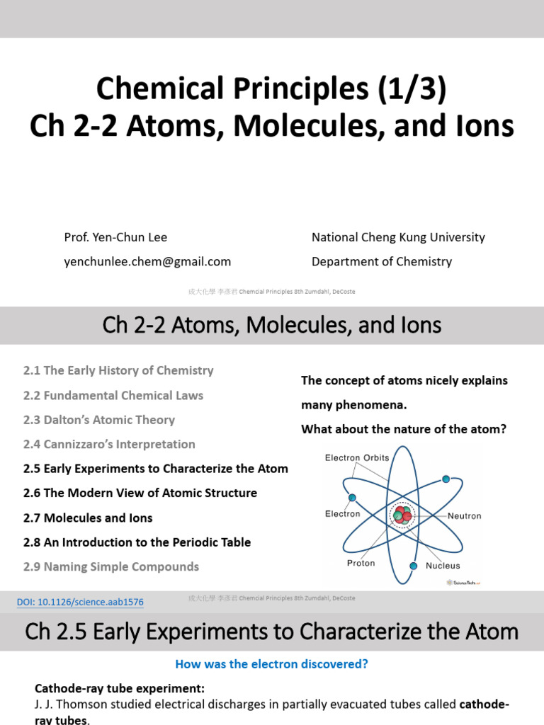 113 - 1 - Ch2 - 2 - Atoms, Molecules, and Ions | PDF | Ion | Chemical ...