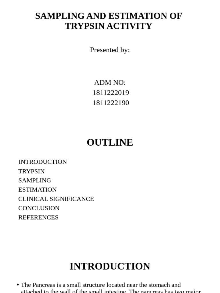 Trypsin Presentation | PDF | Trypsin | Pancreas