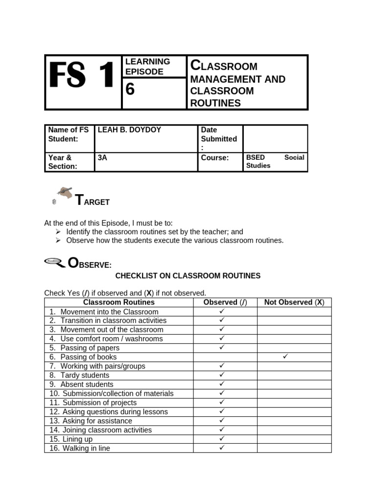Episode-6 FS1 | PDF | Classroom | Teachers