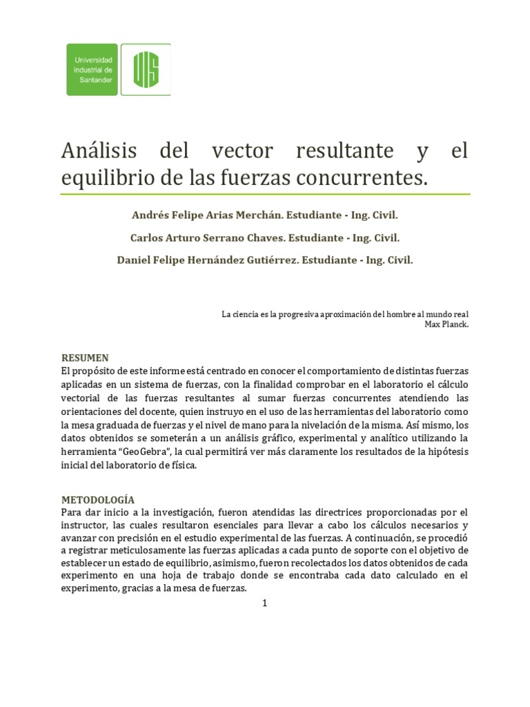 Informe de Física 1-2 Uis | PDF | Experimentar | Balanza