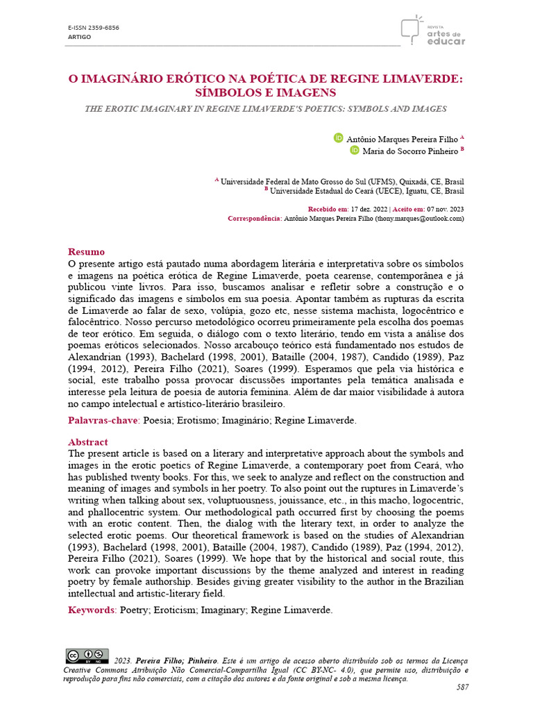 Marques Pereira Filho e Pinheiro - 2023 - O IMAGINÁRIO ERÓTICO NA POÉTICA DE REGINE LIMAVERDE ...