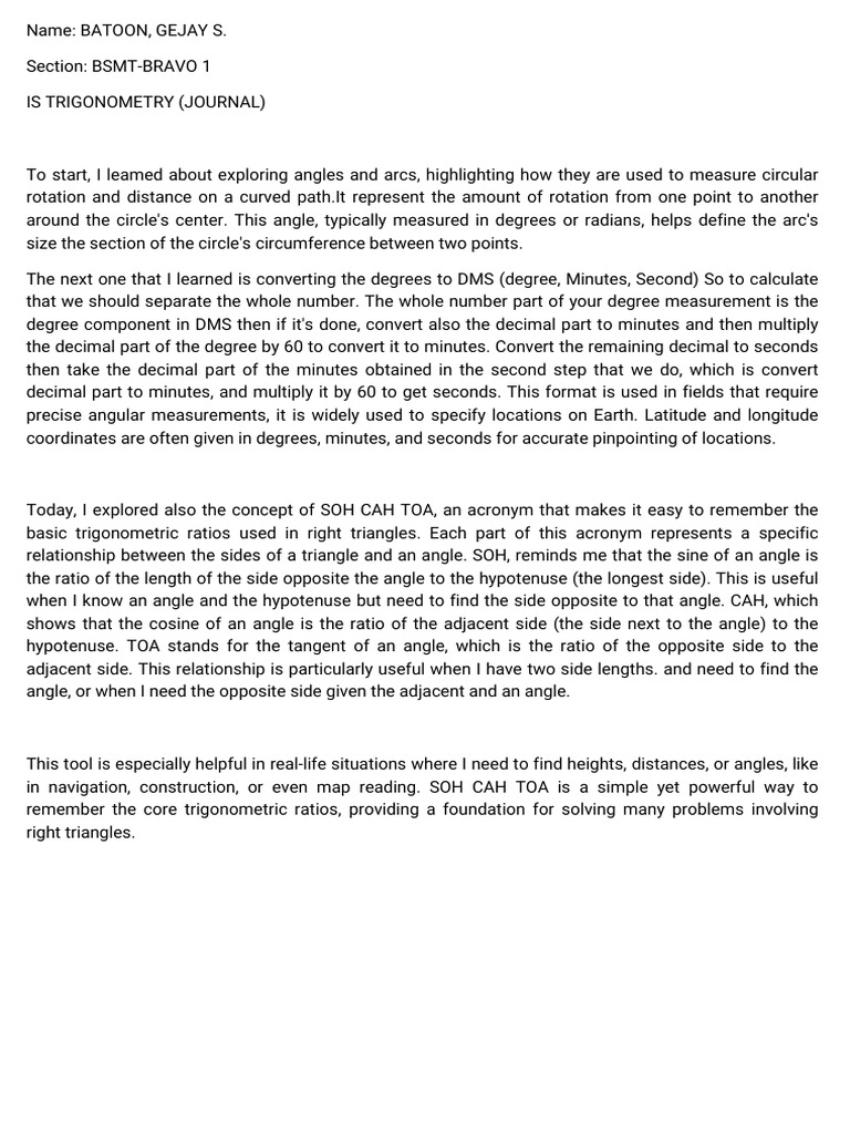 Journal IS - 1 Solid Mensuration and Spherical Trigonometry | PDF ...