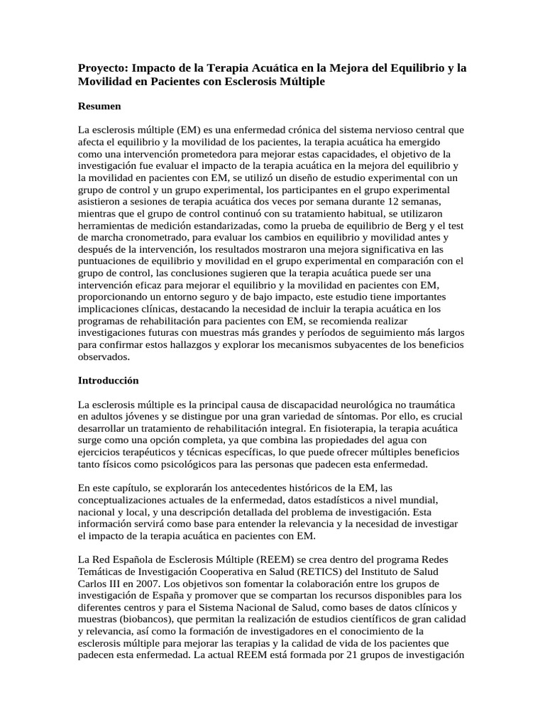Proyecto | PDF | Esclerosis múltiple | Medicina