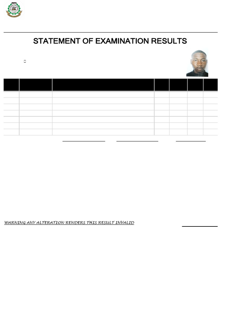 Statement of Result | PDF | Academia