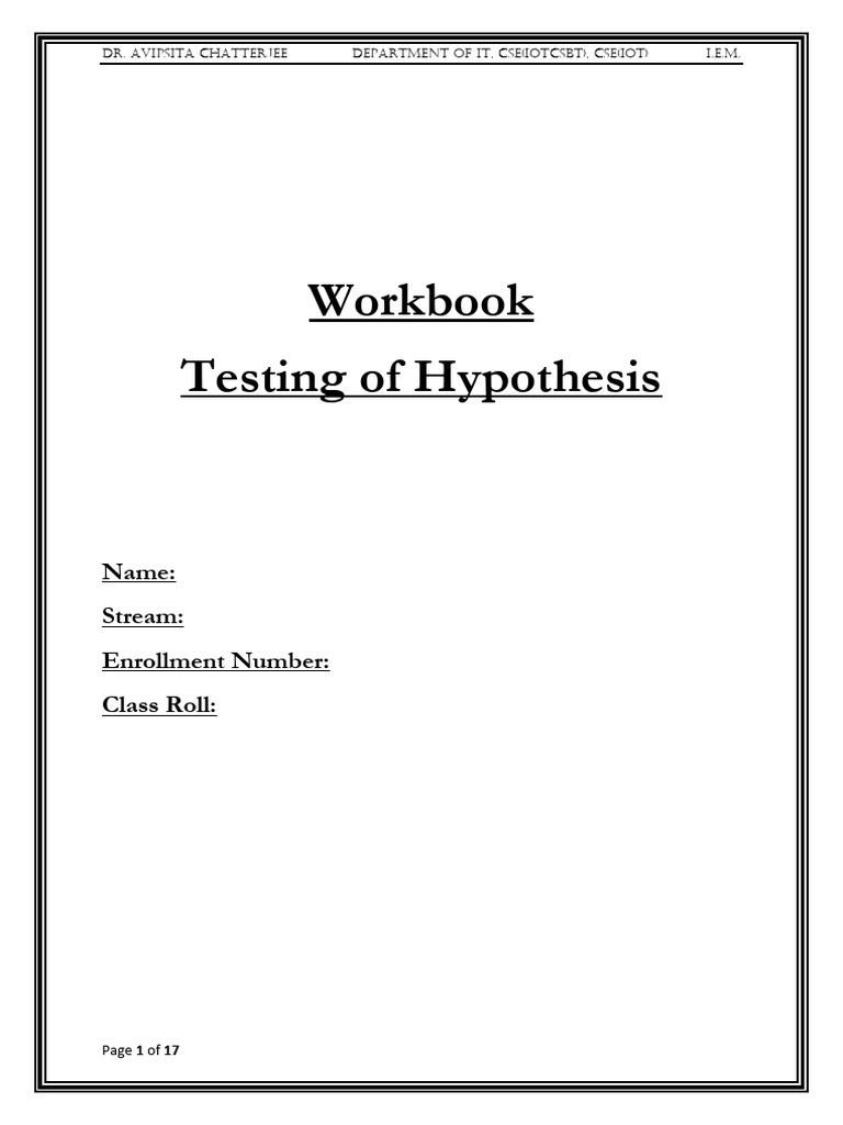 Workbook - Testing of Hypothesis | PDF | Standard Error | Standard ...