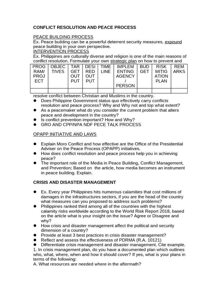 Conflict Resolution and Peace Process | PDF | Crimes | Crime & Violence