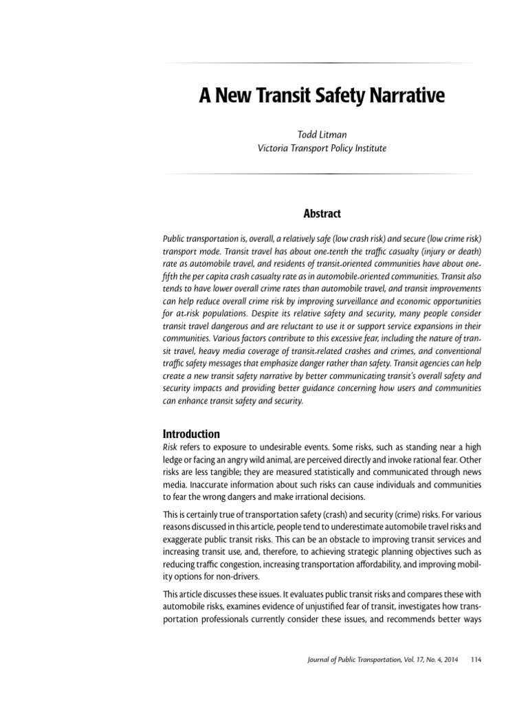 2-A New Transit Safety Narrative | PDF | Traffic Collision | Public ...