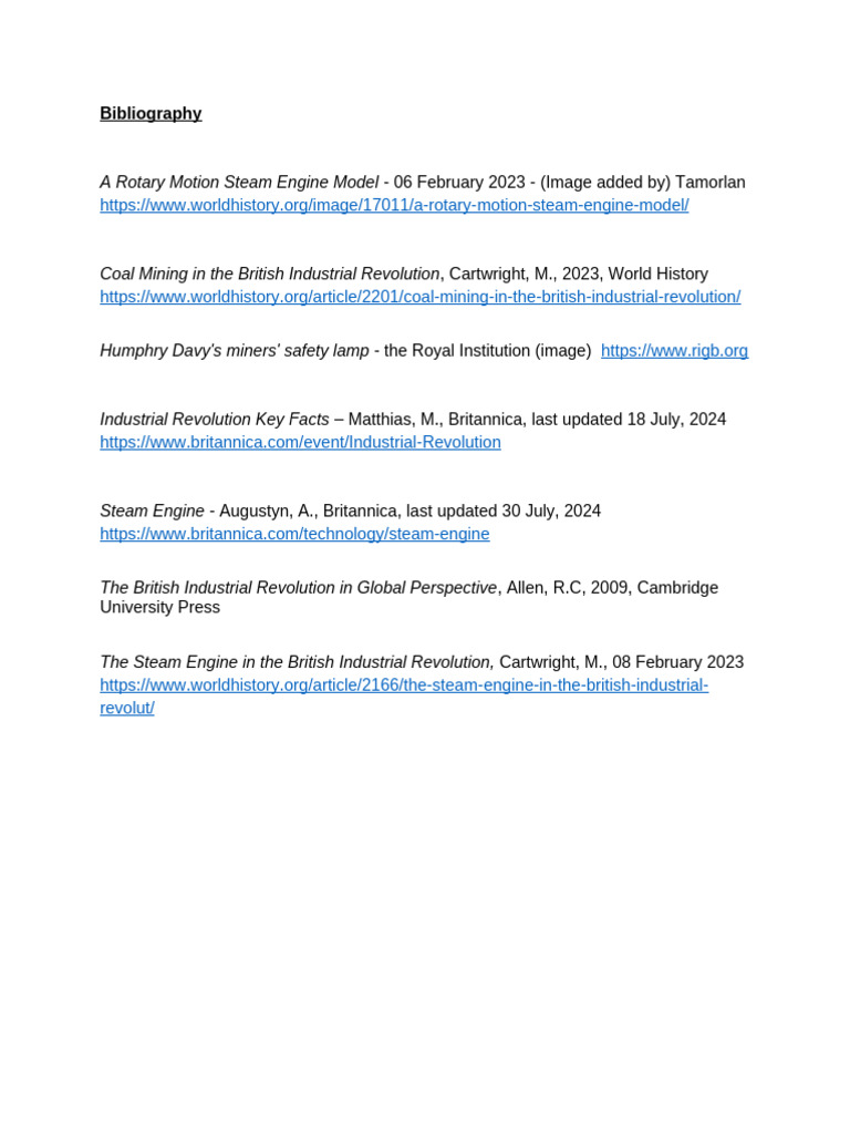 Bibliography - HIS09 Industrial Revolution | PDF | Science & Mathematics