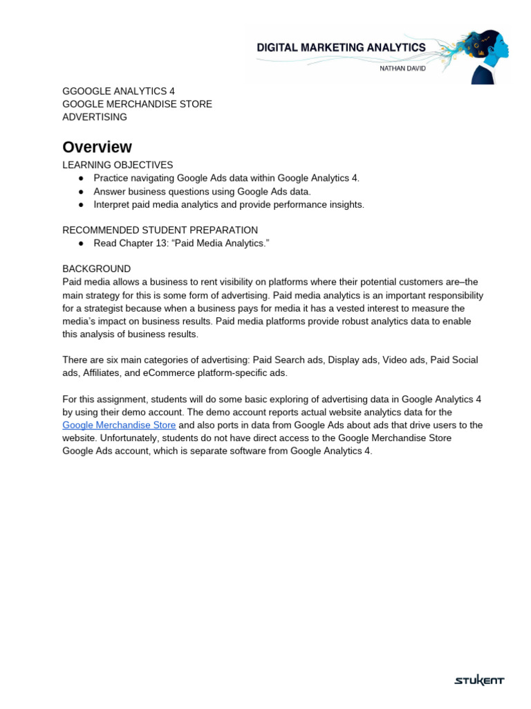 Google Analytics 4 GMS Advertising - Instructions For Students | PDF ...