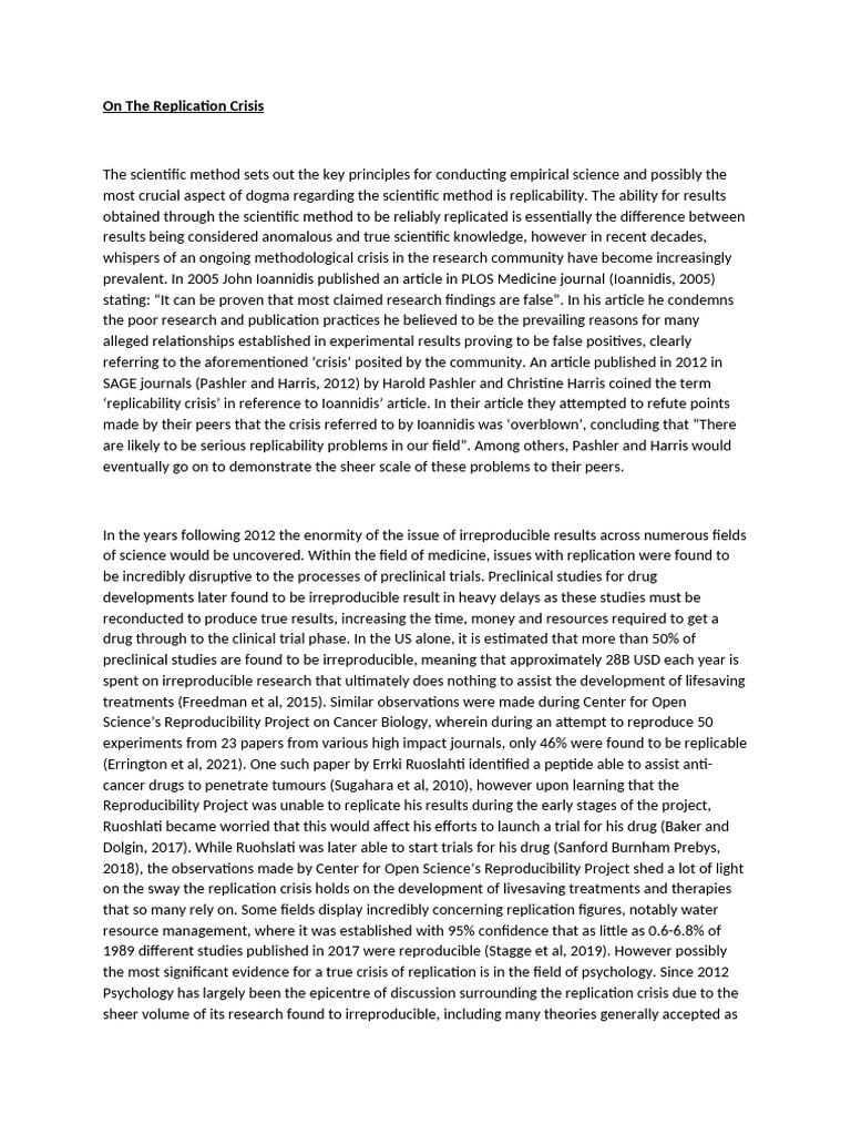 On The Replication Crisis | PDF | Experiment | Scientific Method