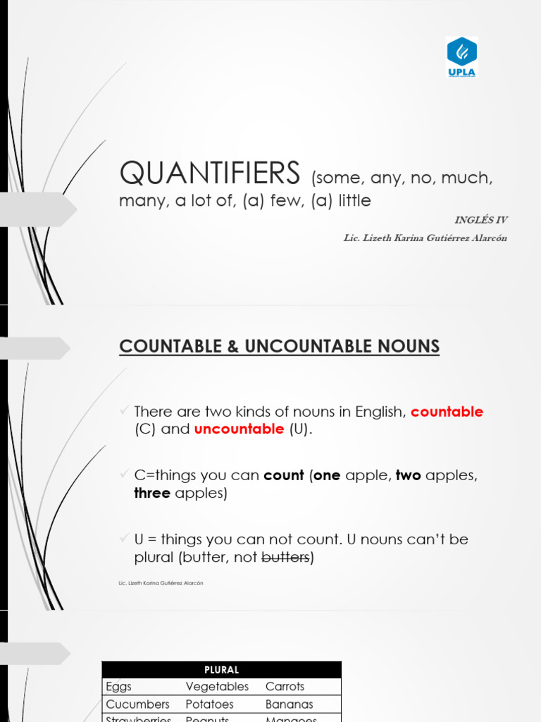 S3 Quantifiers (Some, Any, Nomuch, Alotof, Little) | PDF | Noun | Plural