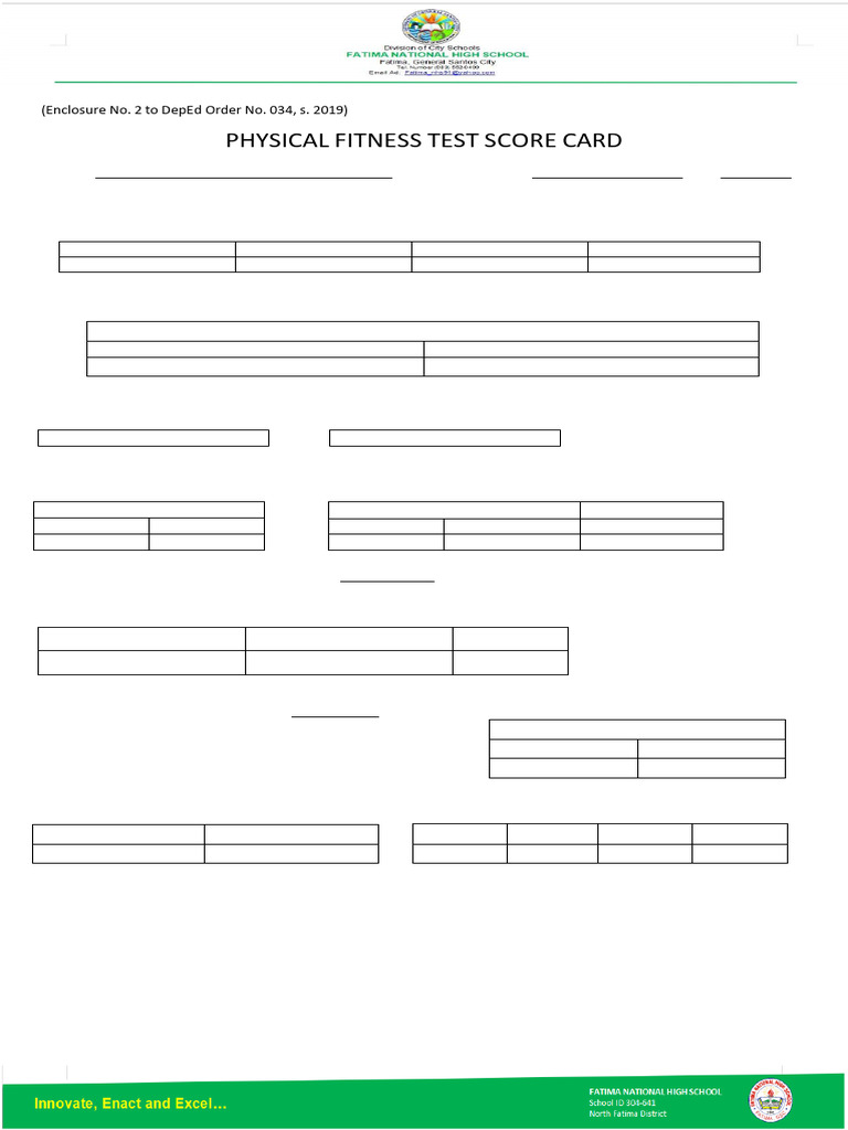 Physical Fitness Test Score Card | PDF
