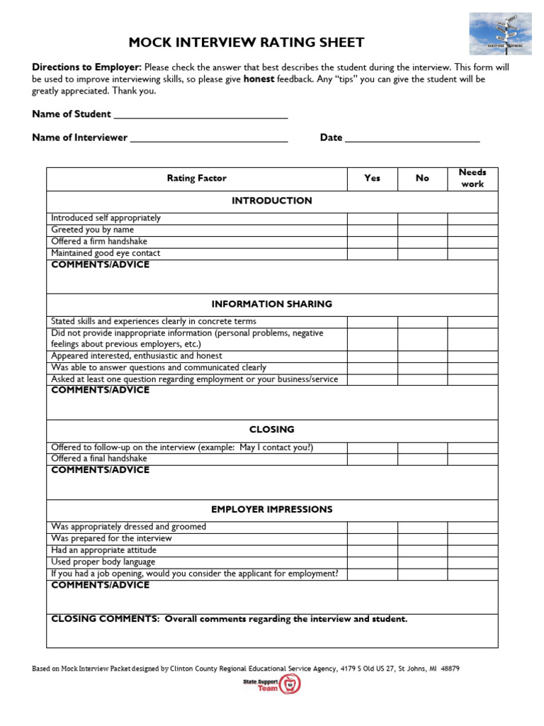 Mock Interview Rating Sheet Final | PDF