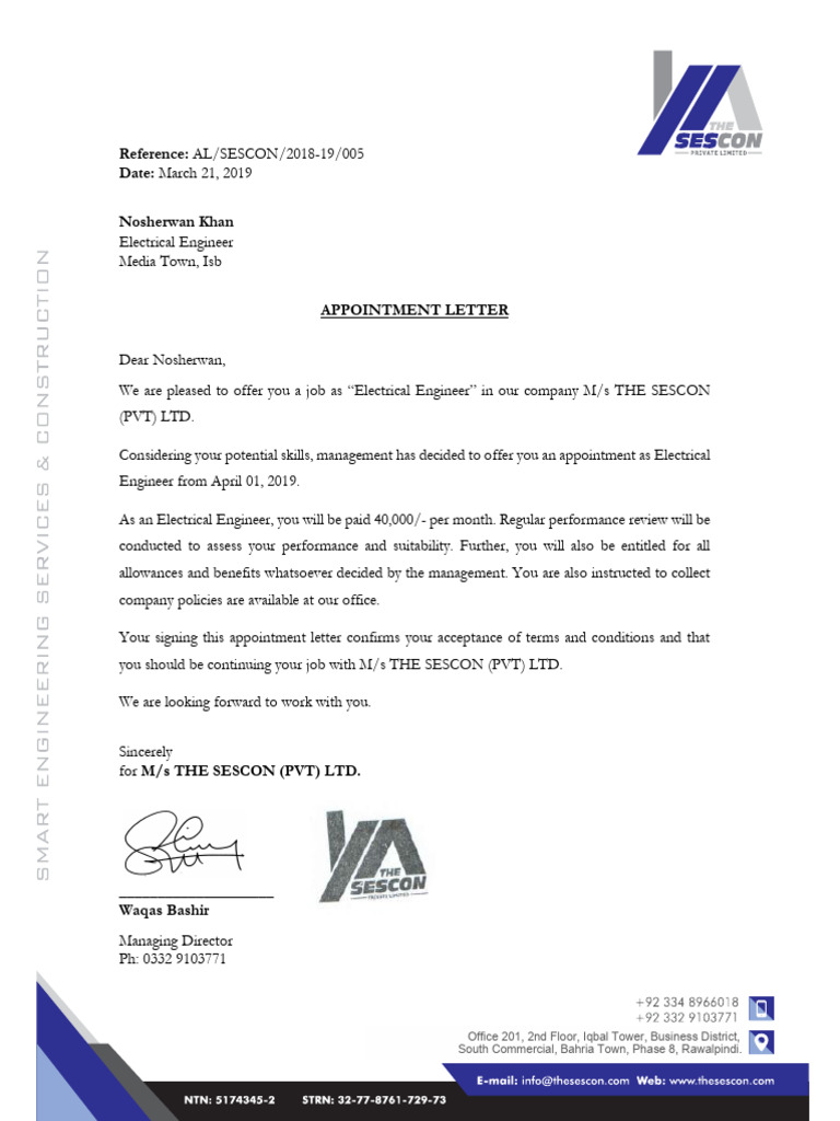 Appointment Letter | PDF
