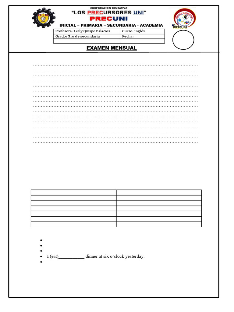 3ro de Sec Exam | PDF | Language Arts & Discipline