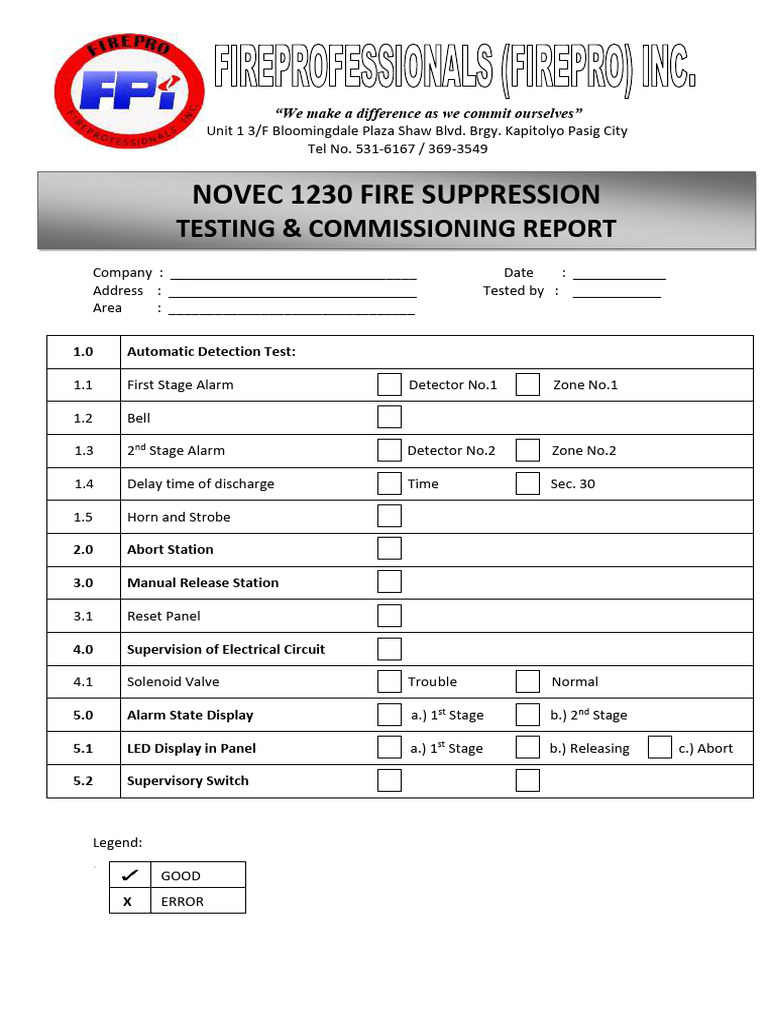 New Novec 1230 Testing and Commissioning. Lamesa | PDF
