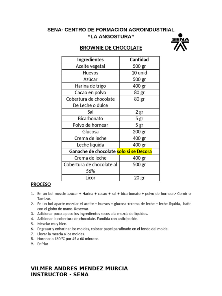 Brownie de Choclolate | PDF