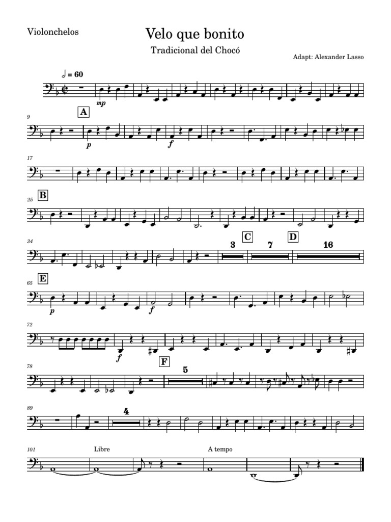 Velo Que Bonito-Violonchelos | PDF