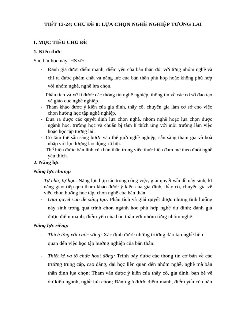 TIET 13-24 CHU DE 8 HDTN-HN 12 SÁCH CÁNH DIỀU | PDF