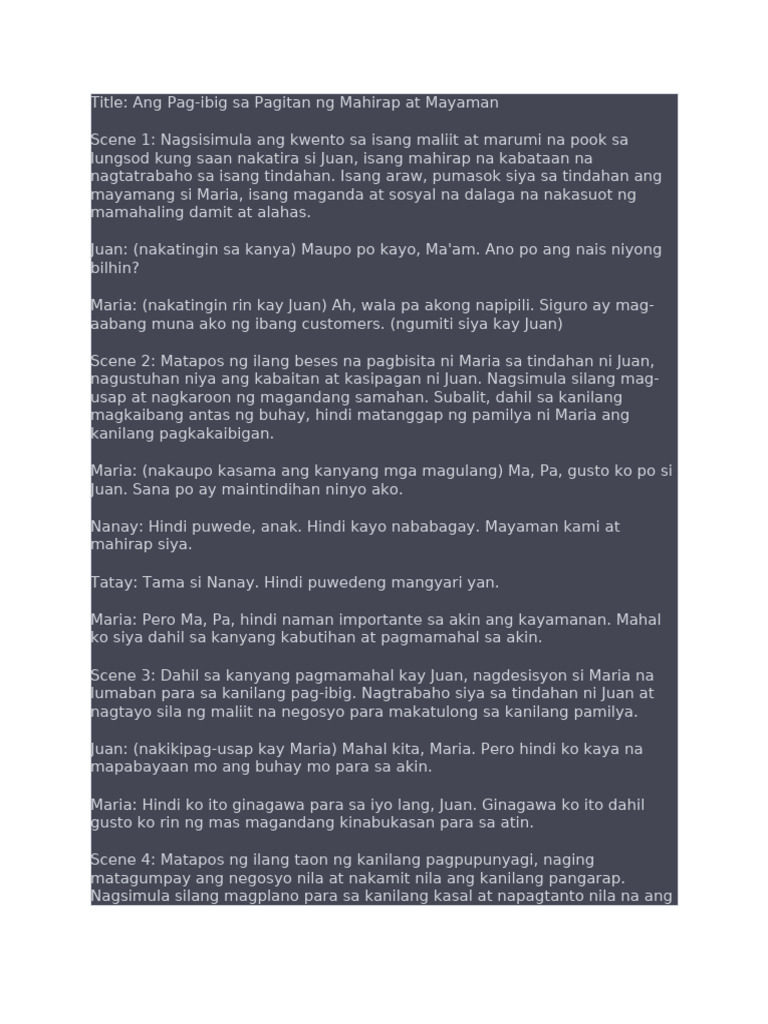 Ang Pag-Ibig Sa Pagitan NG Mahirap at Mayaman | PDF