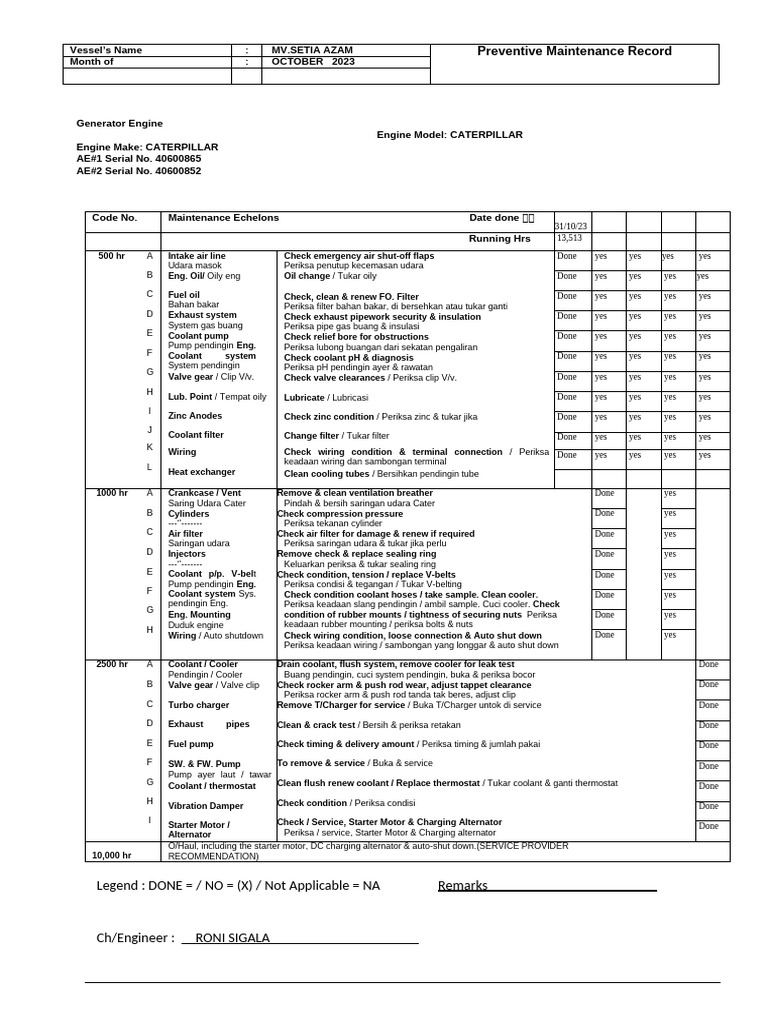 E3. Kim Heng - Preventive Maintenance Record Generator | PDF | Manufactured Goods | Vehicle Parts