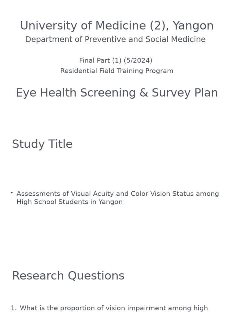 Eye Health Survey Plan 2024 Dab1d356 f443 490b 9ccb Caab79f57a85 | PDF | Survey Methodology ...