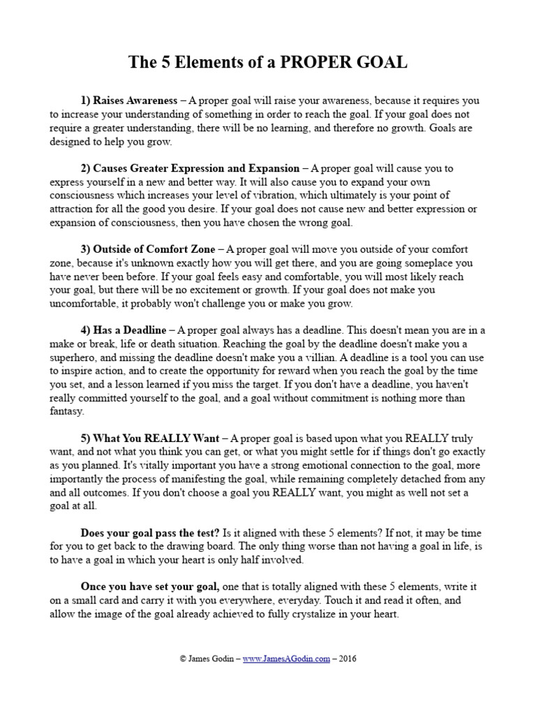 5 Elements of A Proper Goal | PDF | Goal | Behavior Modification