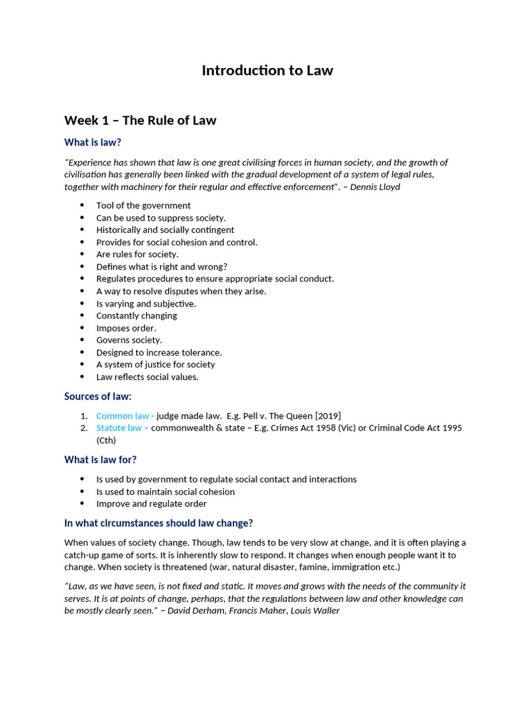 Introduction To Law Week 1 - Rule of Law | PDF | European Court Of ...