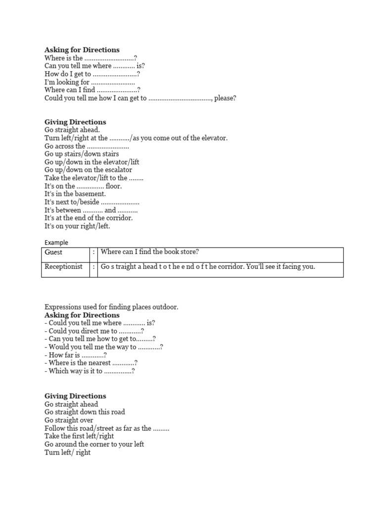 Asking For Directions | PDF