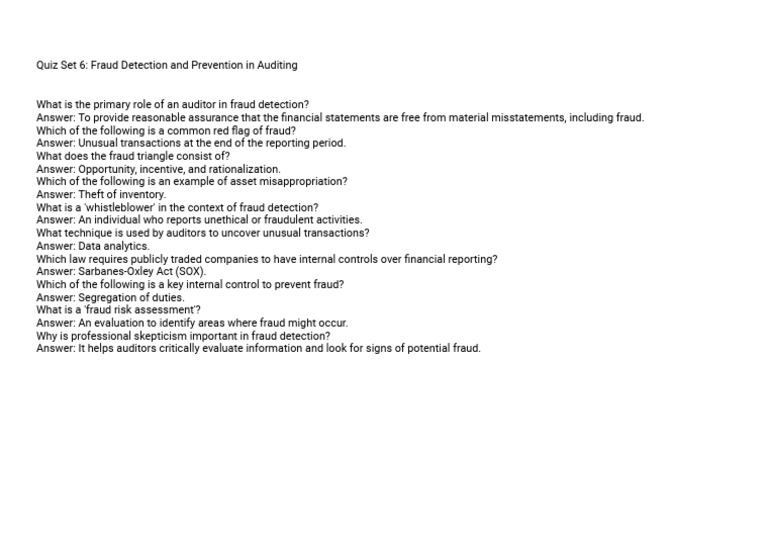 Quiz Set 6 - Audit | PDF
