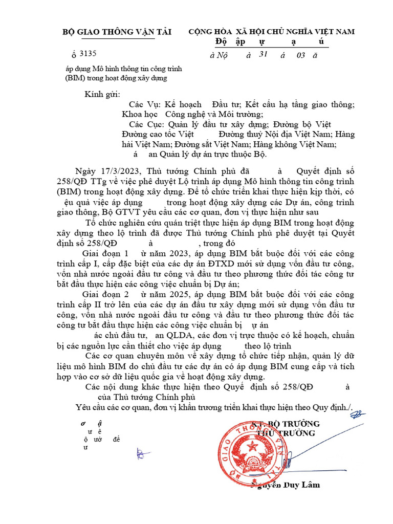 3135.BGTVT - Áp D NG Mô Hình Thông Tin Công Trình BIM Trong Ho T Đ NG Xây D NG | PDF