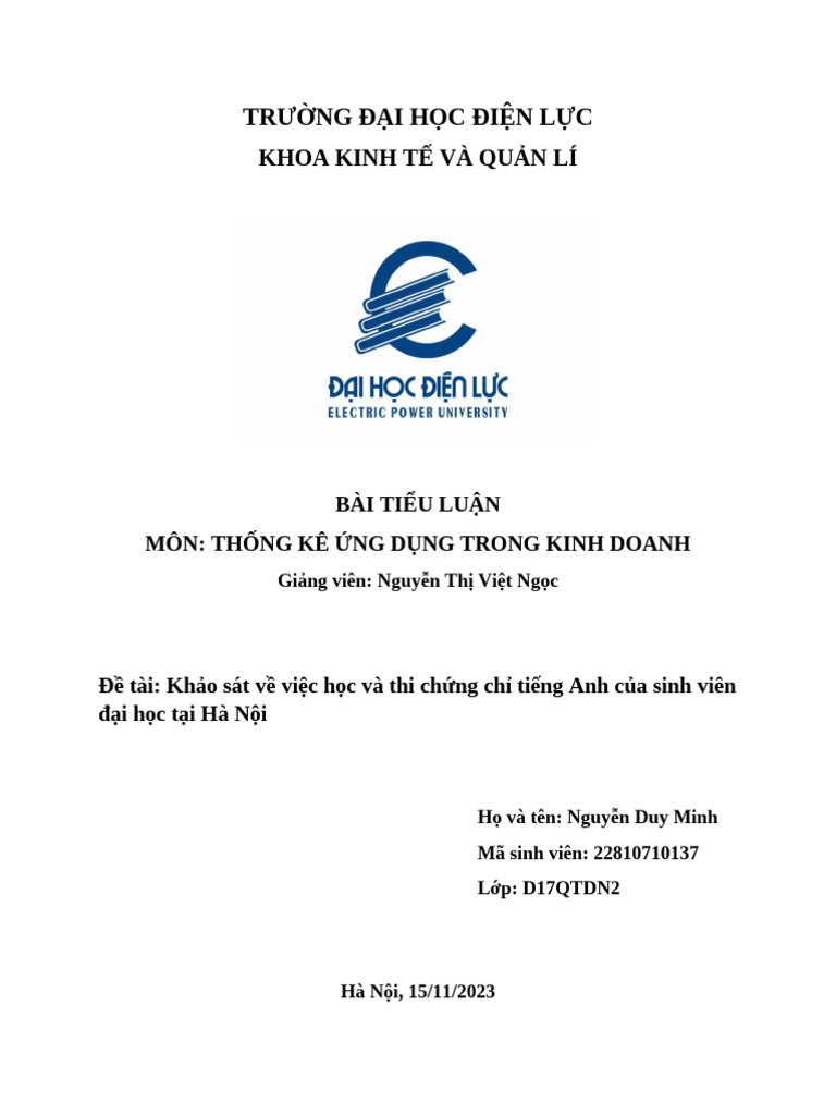 Tieu Luan Thongke Udkd | PDF