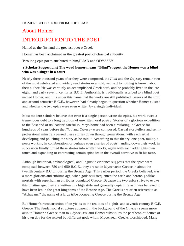 Homer | PDF | Achilles | Homer