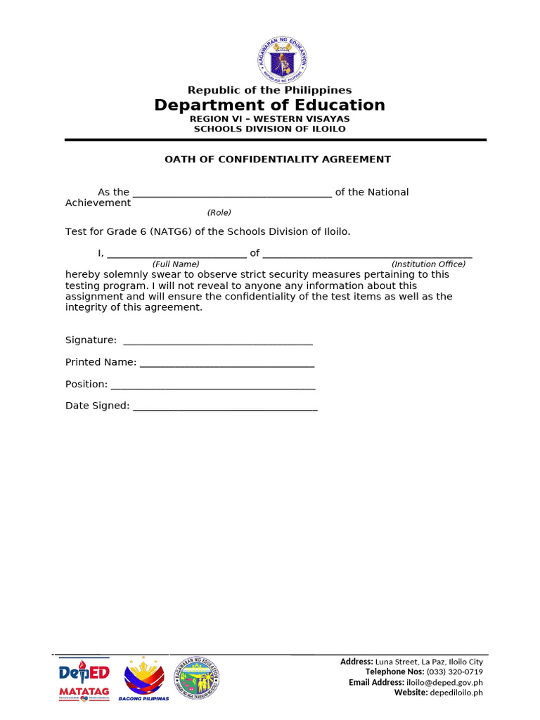 Oath of Confidentiality Agreement | PDF