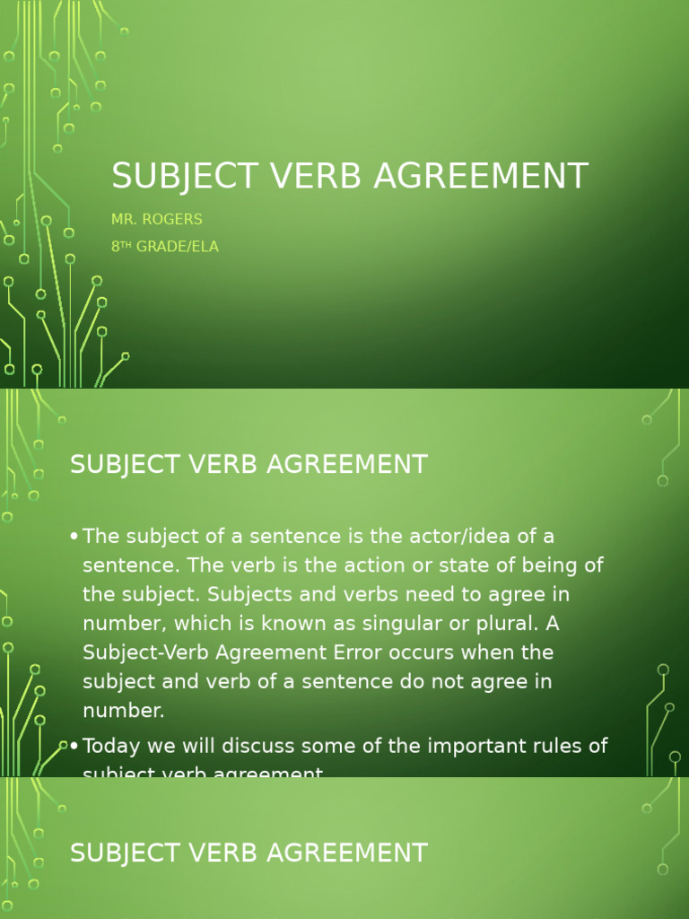 Subject Verb Agreement | PDF | Language Arts & Discipline