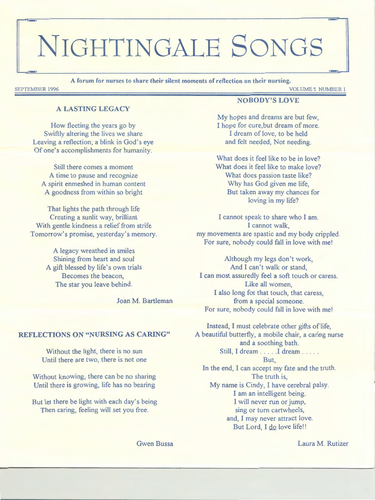 Nightingale Songs vol 5 no 1 September 1996 | PDF | Florence ...