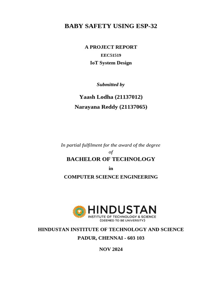 Sample Project Report Front Pages | PDF | Internet Of Things | Information Technology