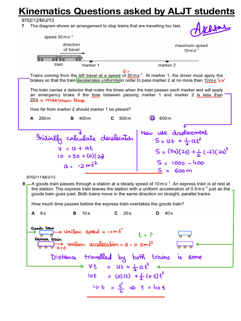 Kinematics Practice Questions for Students | PDF | Acceleration | Physical Phenomena
