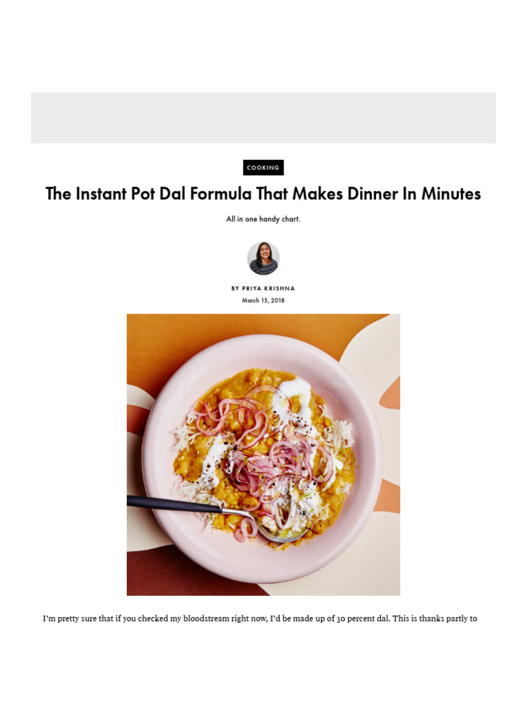 The Instant Pot Dal Formula That Makes Dinner in Minutes - Bon Appétit ...