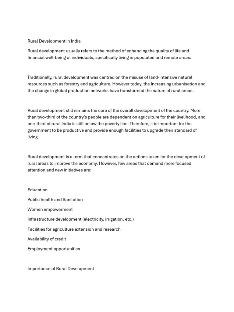 Rural Development Ind Eco | PDF | Infrastructure | Poverty