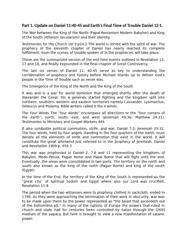 Part 1 Update On Daniel 11 | PDF | Book Of Daniel | Pope