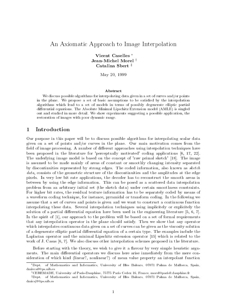 An Axiomatic Approach To Image Interpola | PDF | Function (Mathematics) | Axiom