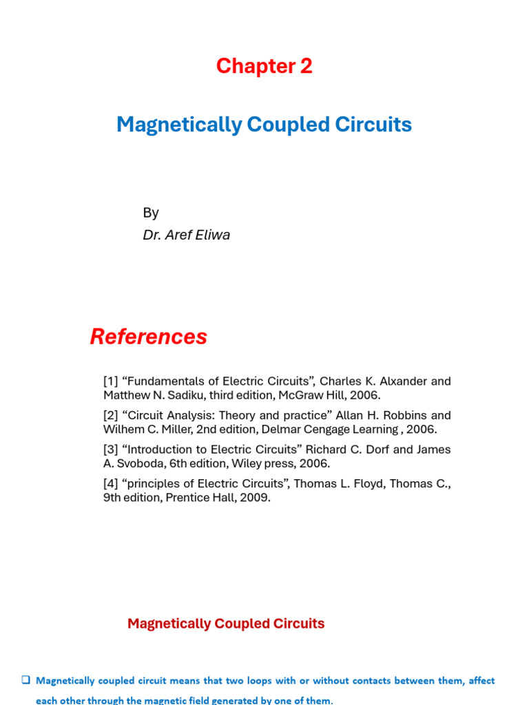 Lecture 2 - Magnetically Coupled Circuits | PDF | Inductor | Inductance