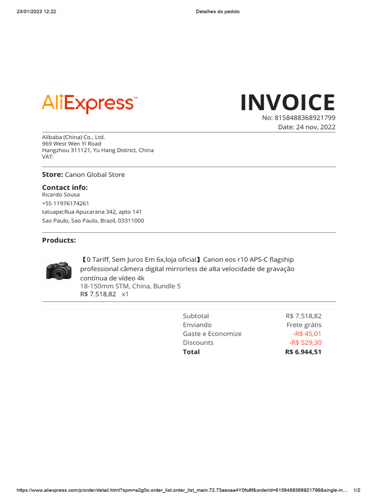 Invoice Order 13201239 | PDF