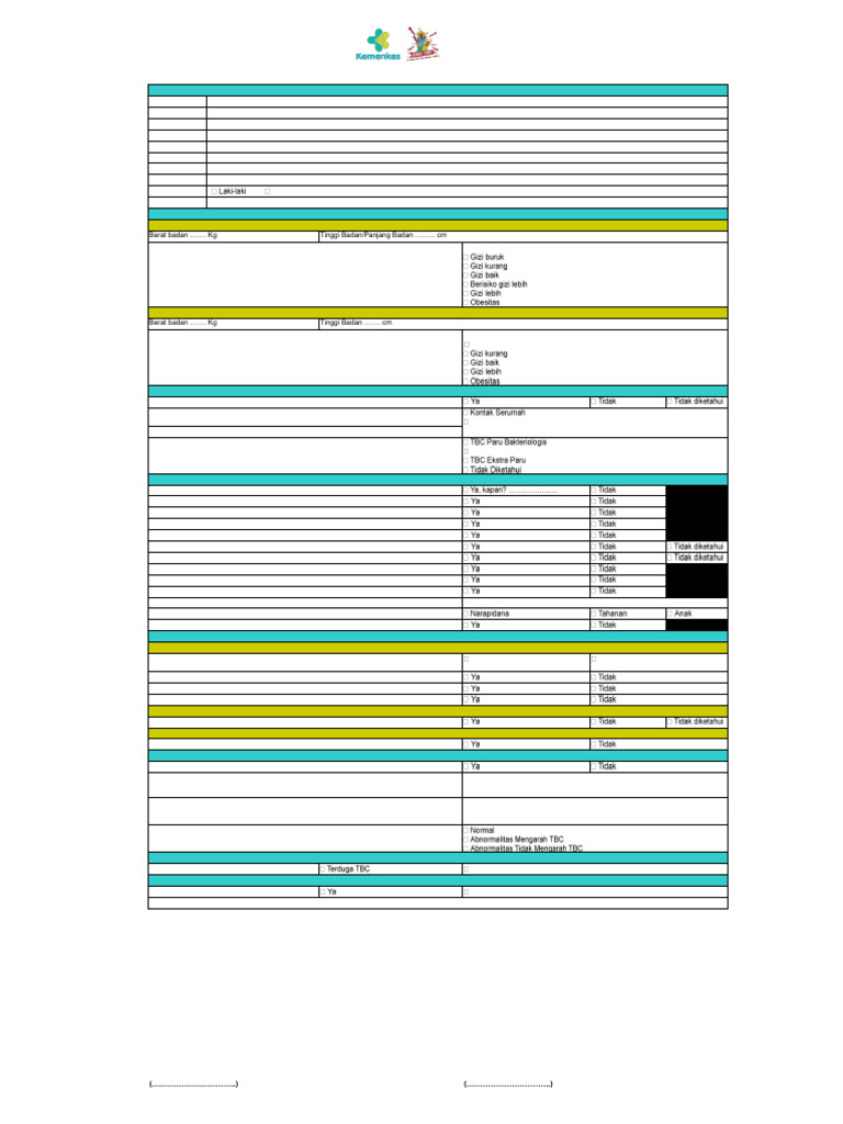 Formulir Skrining TBC Kurang Dari 15 Tahun | PDF