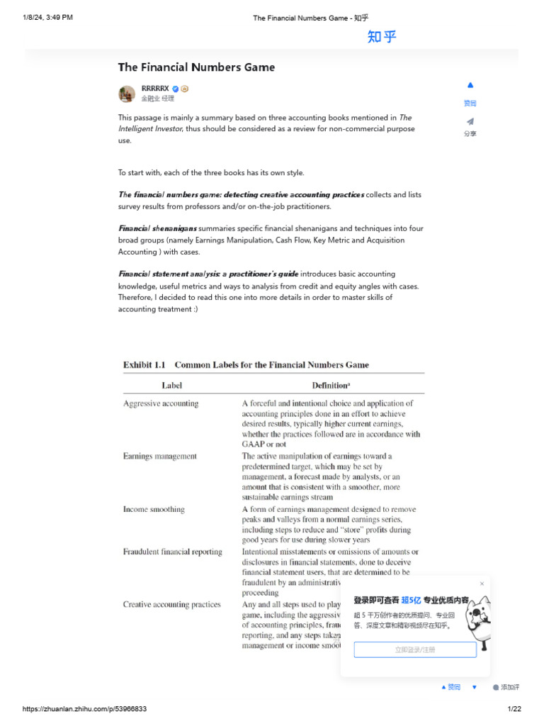The Financial Numbers Game - Summary | PDF | Expense | Mergers And ...